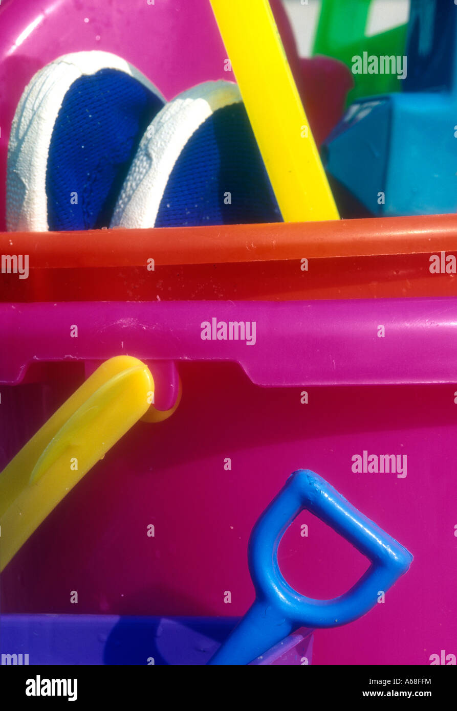 Sand bucket and "beach toys Stock Photo - Alamy
