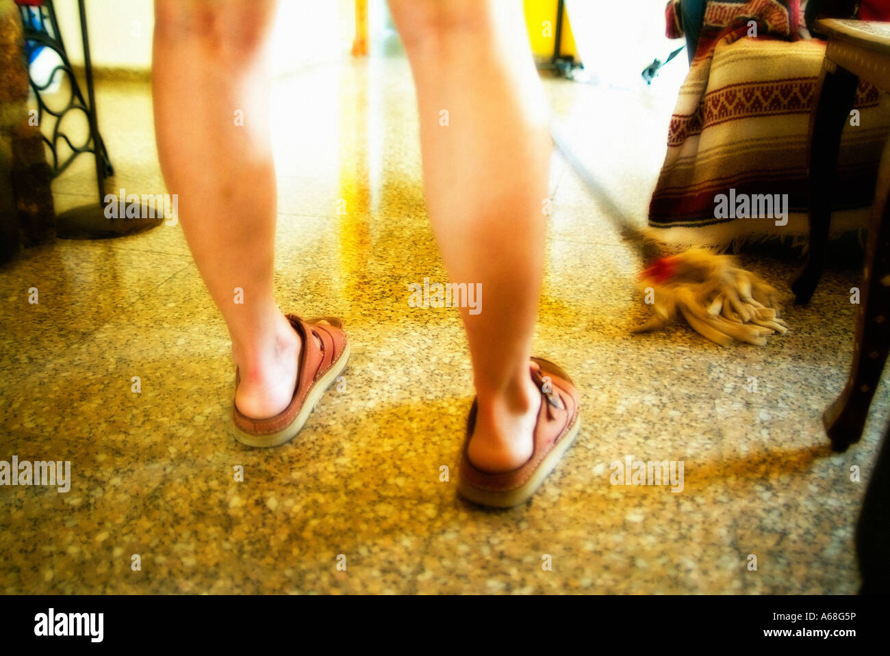 Girl mopping up the floor Stock Photo - Alamy