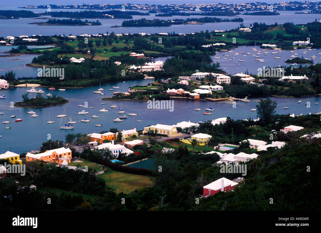 View of boats in harbor Bermuda Stock Photo - Alamy