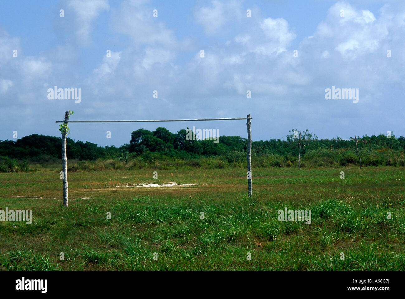 Makeshift soccer field and goal posts Ambergris Caye Belize Stock Photo ...