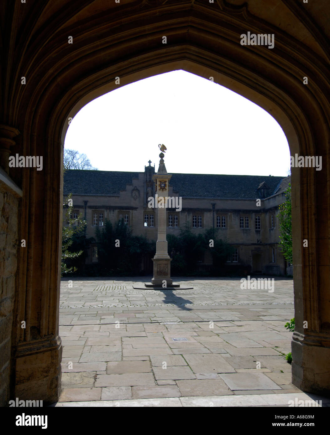 Corpus Christi Front Quad and the Pelican Column Stock Photo - Alamy