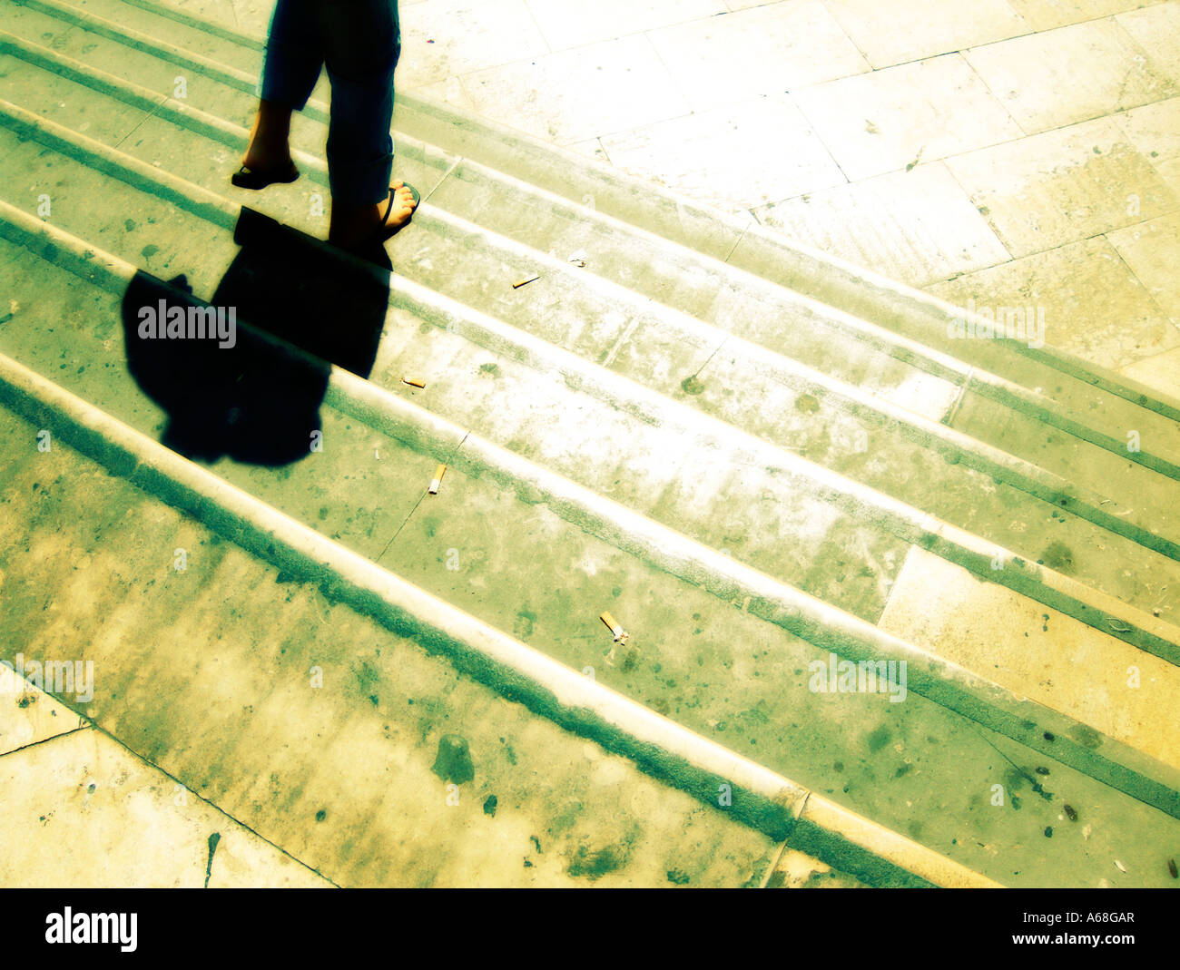 Person going downstairs Stock Photo - Alamy