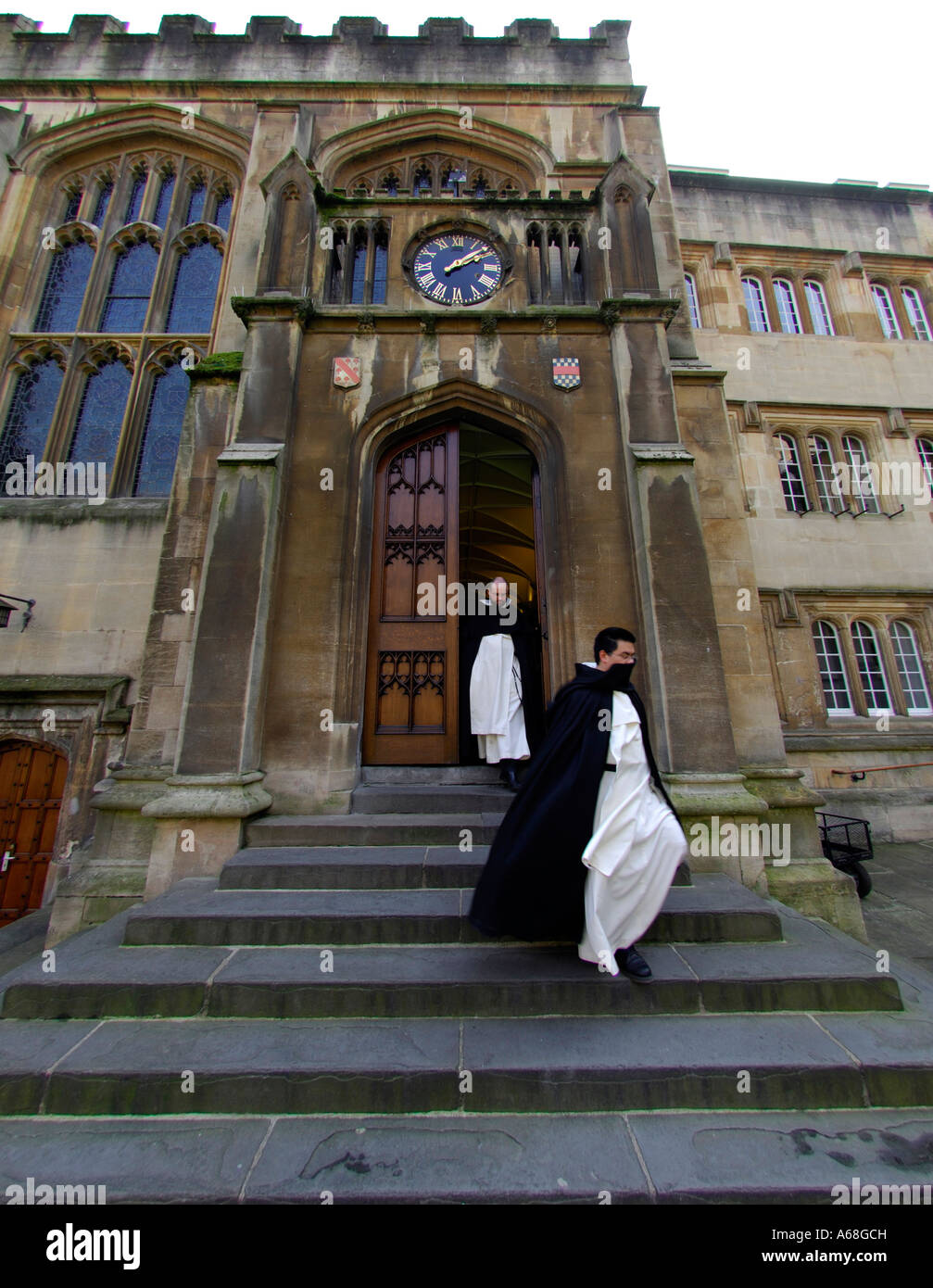 Monks in robes in the grounds of Exeter College Oxford University Stock ...