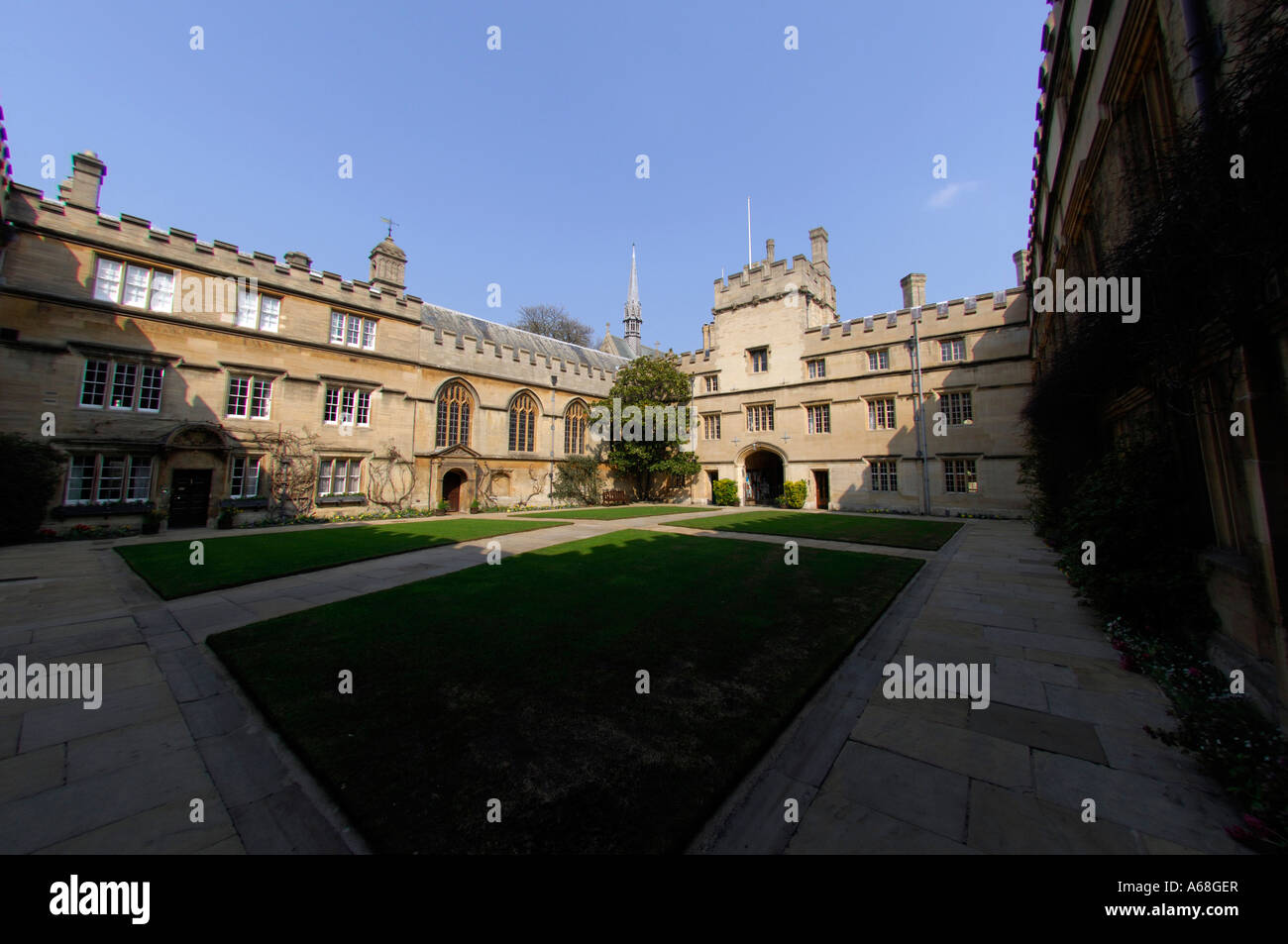 Jesus College Front Quad and Gatehouse Oxford Stock Photo - Alamy