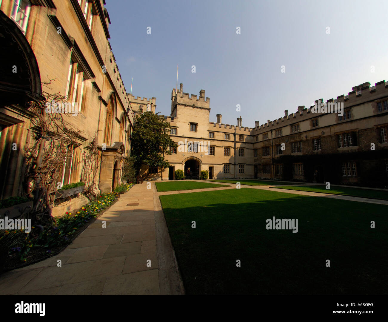 Jesus College Front Quad and Gatehouse Oxford Stock Photo - Alamy