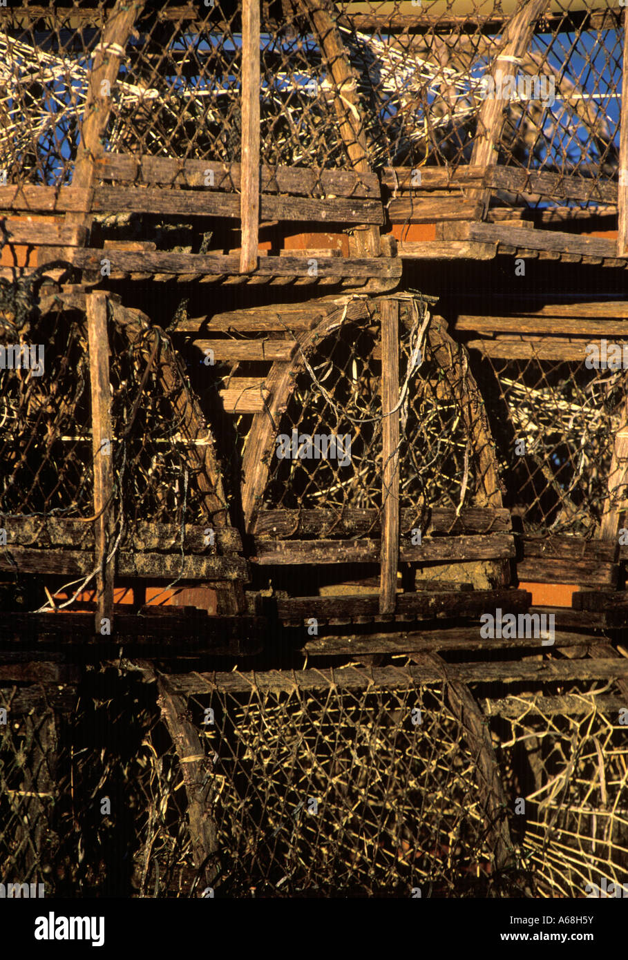 Traditional wooden lobster traps Stock Photo - Alamy