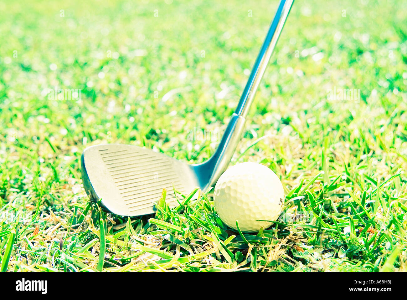 Golf ball and club Stock Photo - Alamy