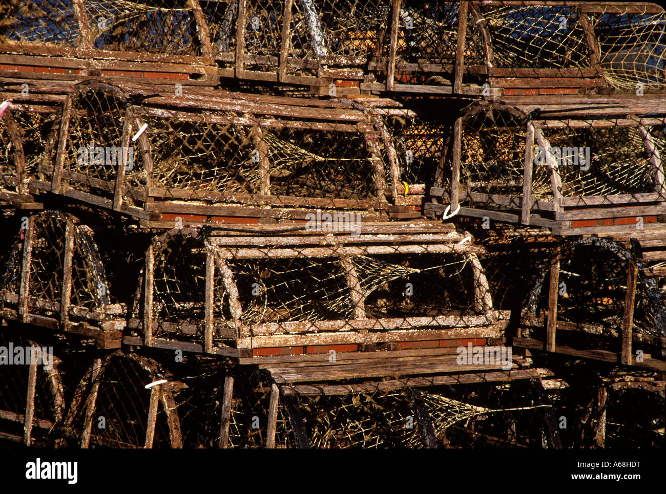Traditional wooden lobster traps Cape Cod Massachusetts Stock Photo - Alamy