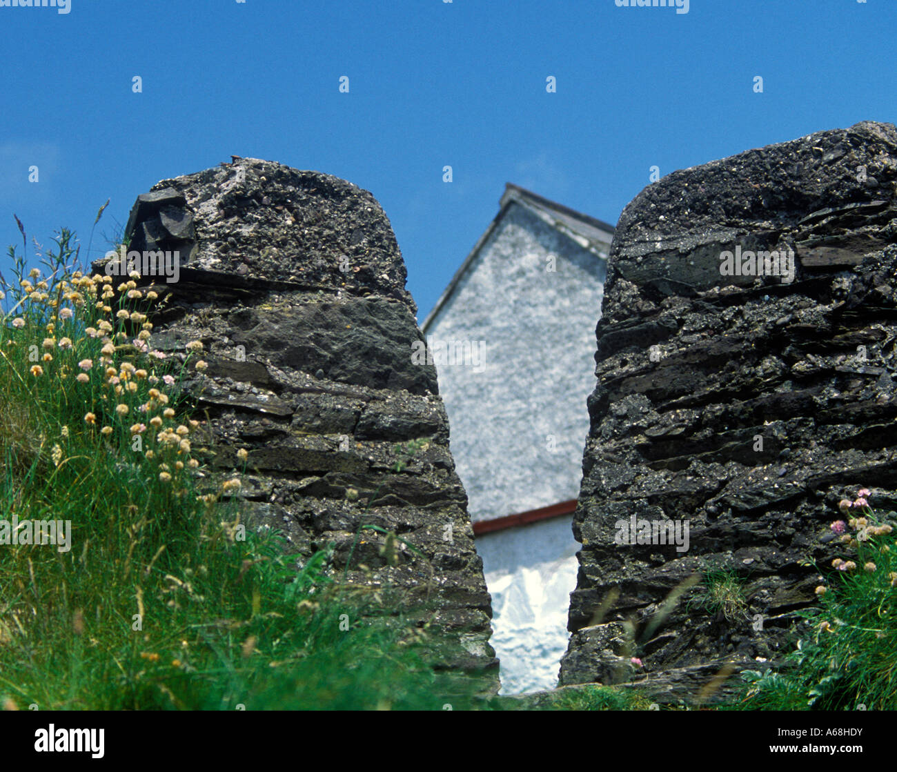 Rustic stone gate to an Irish farmhouse County Donegal Ireland Stock ...
