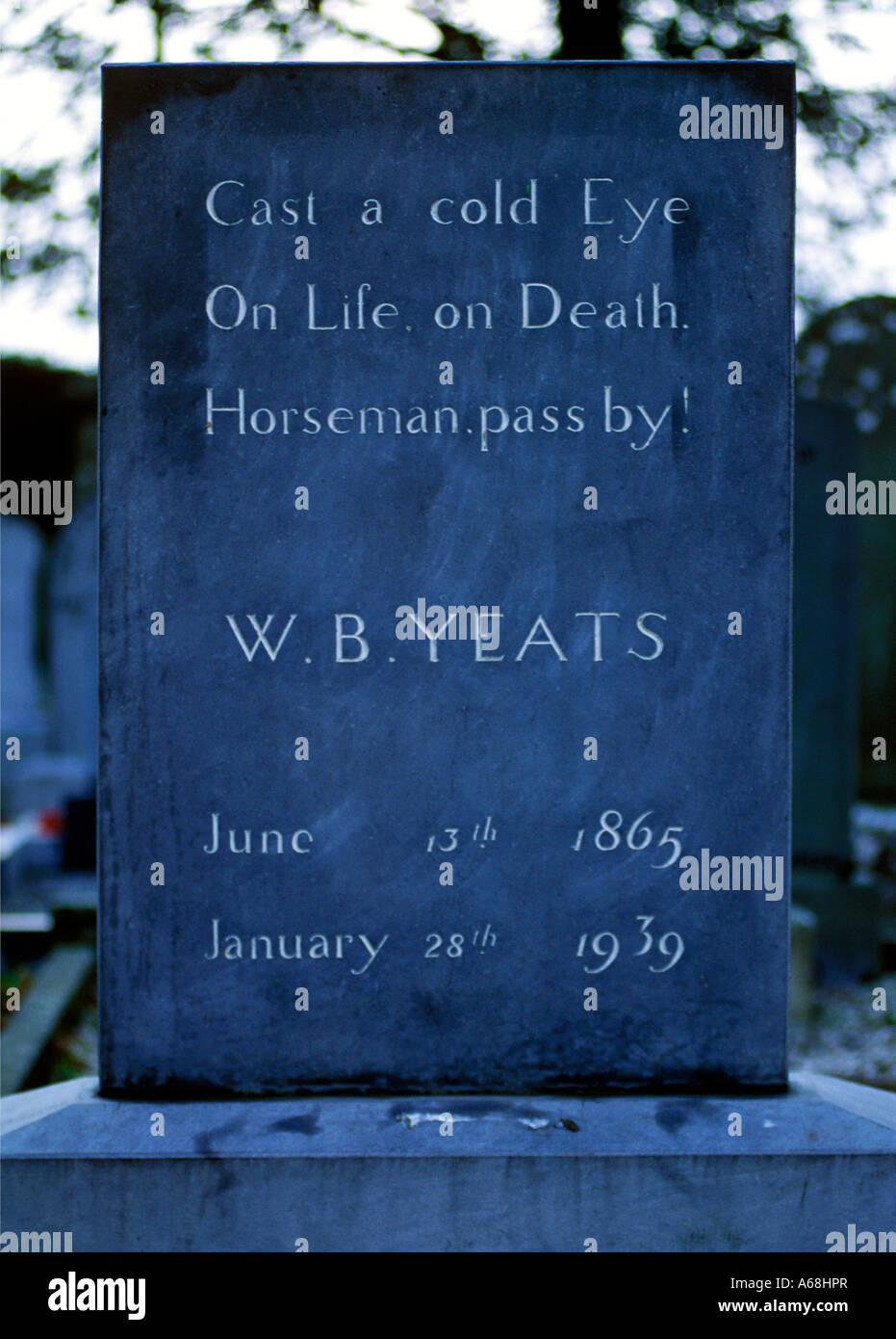 The grave stone of William Butler Yeats Irish poet Drumcliff County ...