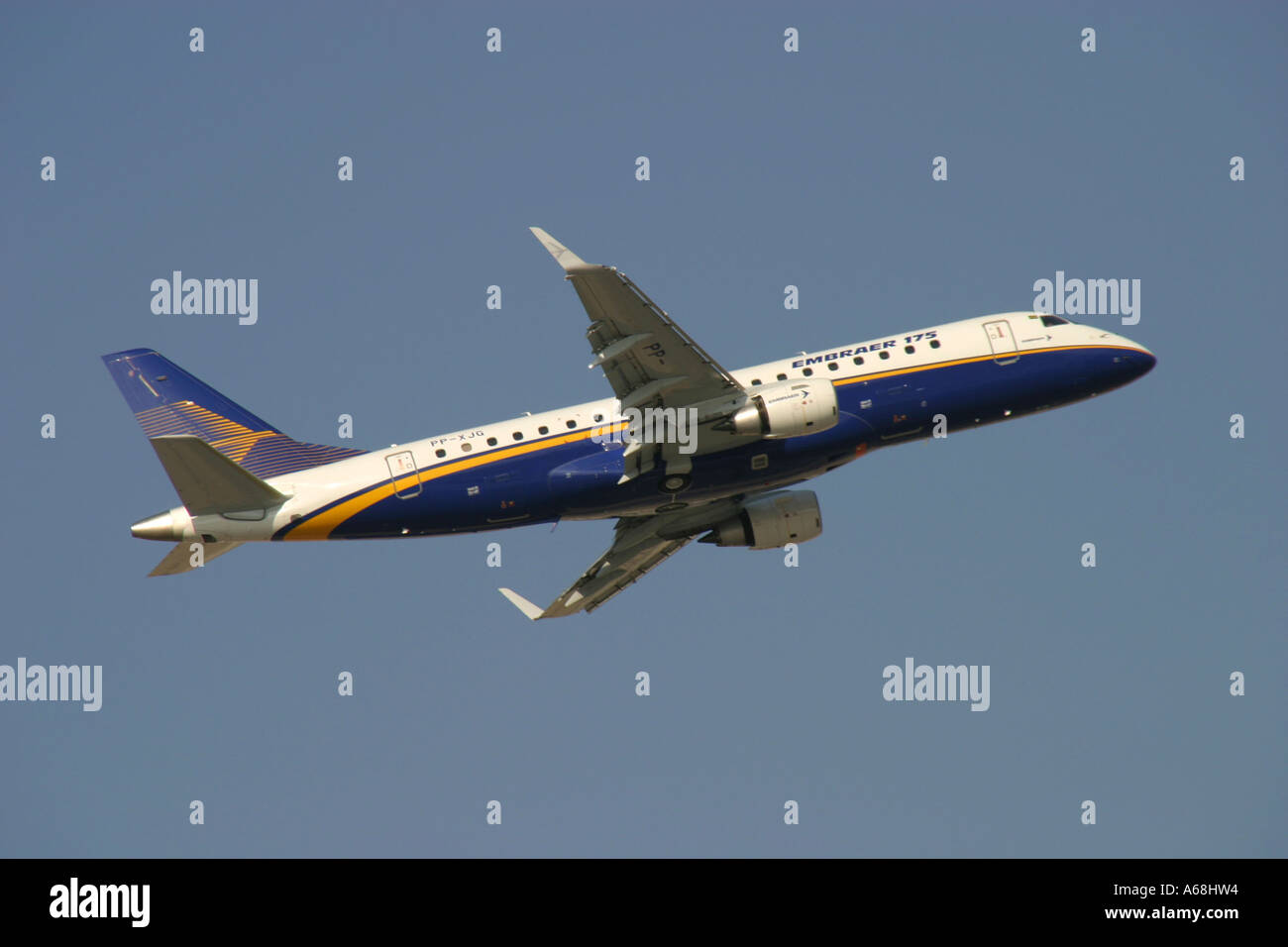 An Embraer 175 regional jet at the Paris Airshow 2005 Stock Photo - Alamy