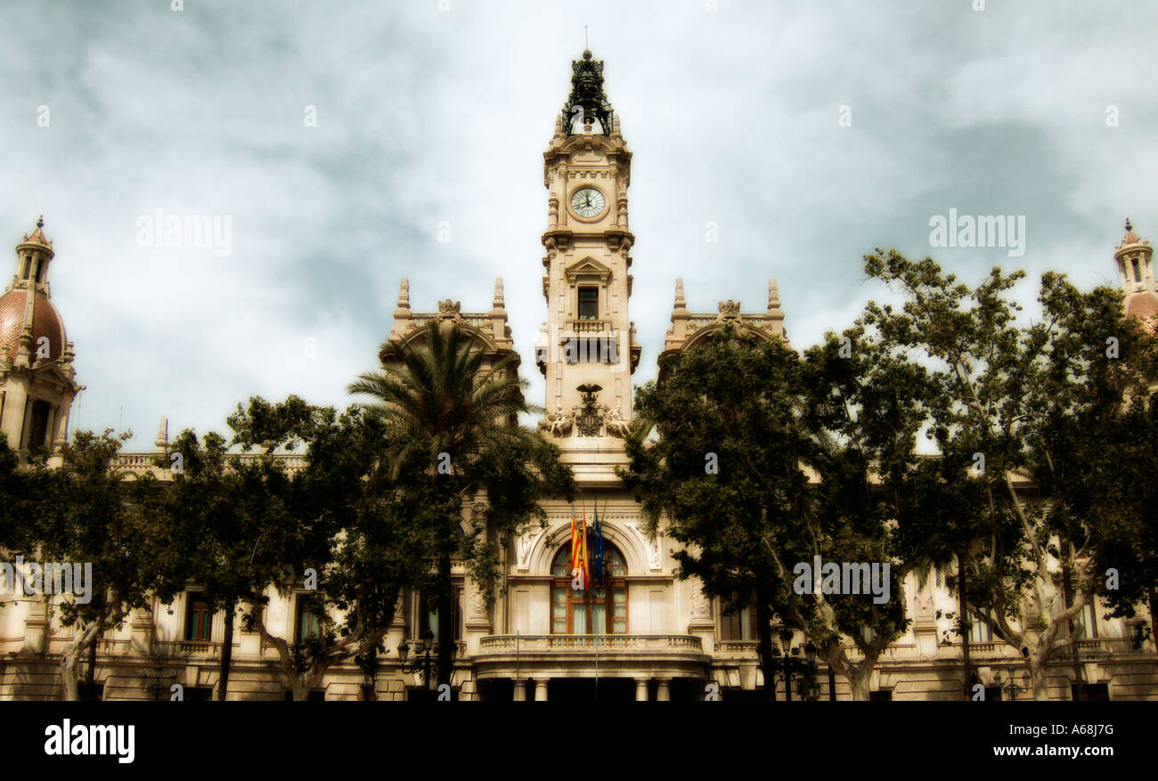 Central clock tower and Town Hall. Valencia. Spain Stock Photo - Alamy