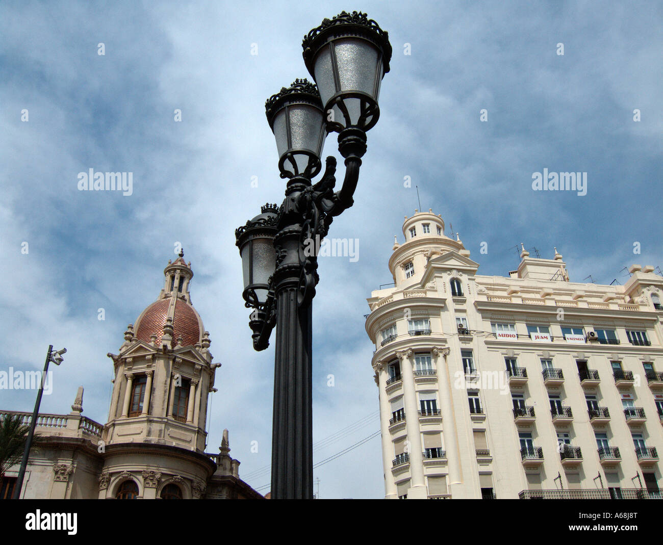 Detail of dome from Valencia Town Hall (left). Valencia. Spain Stock ...