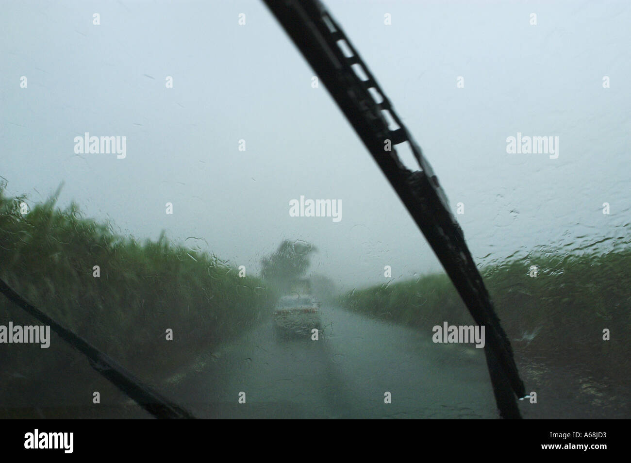 view through a car windscreen in the rain Stock Photo - Alamy