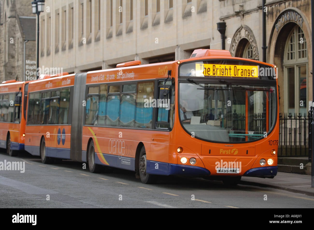 the bright orange bus fleet that runs from Bath city centre to Bath ...