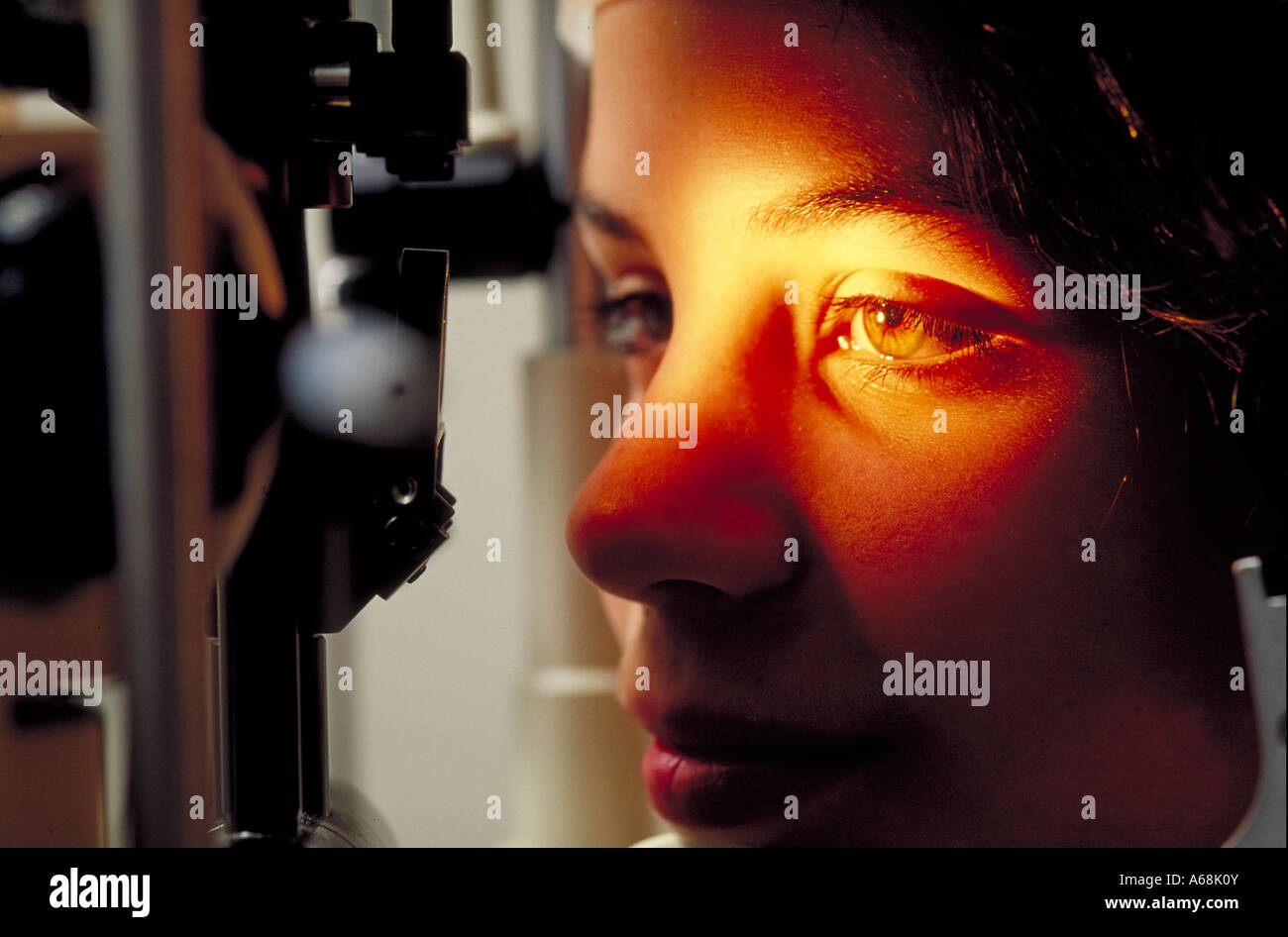 Female patient getting eye exam Vision eye exam test hospital medical ...