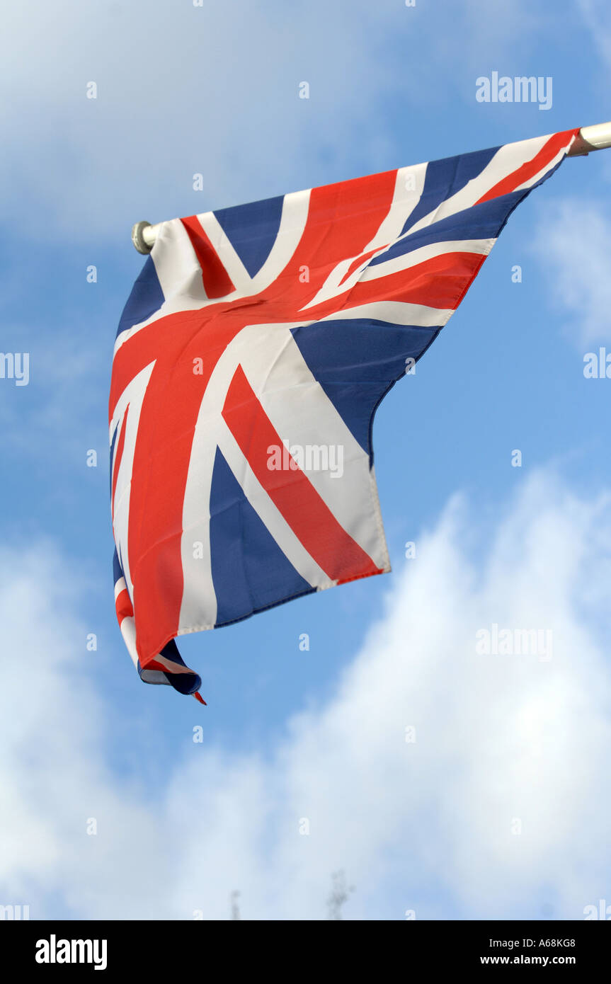 the union jack flies in the breeze Stock Photo - Alamy