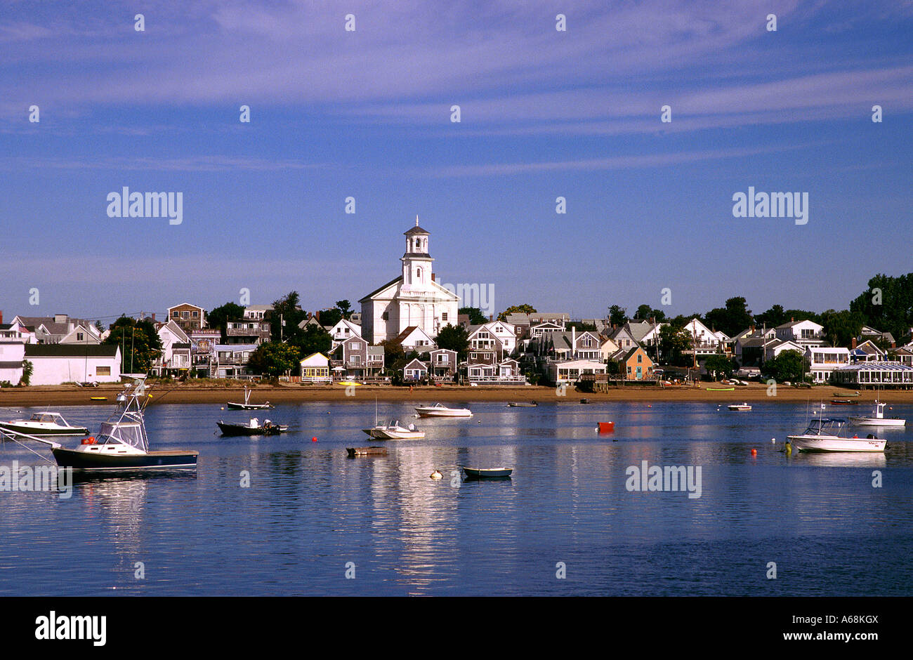 View of harbor and beach with town in the background Provincetown Cape ...