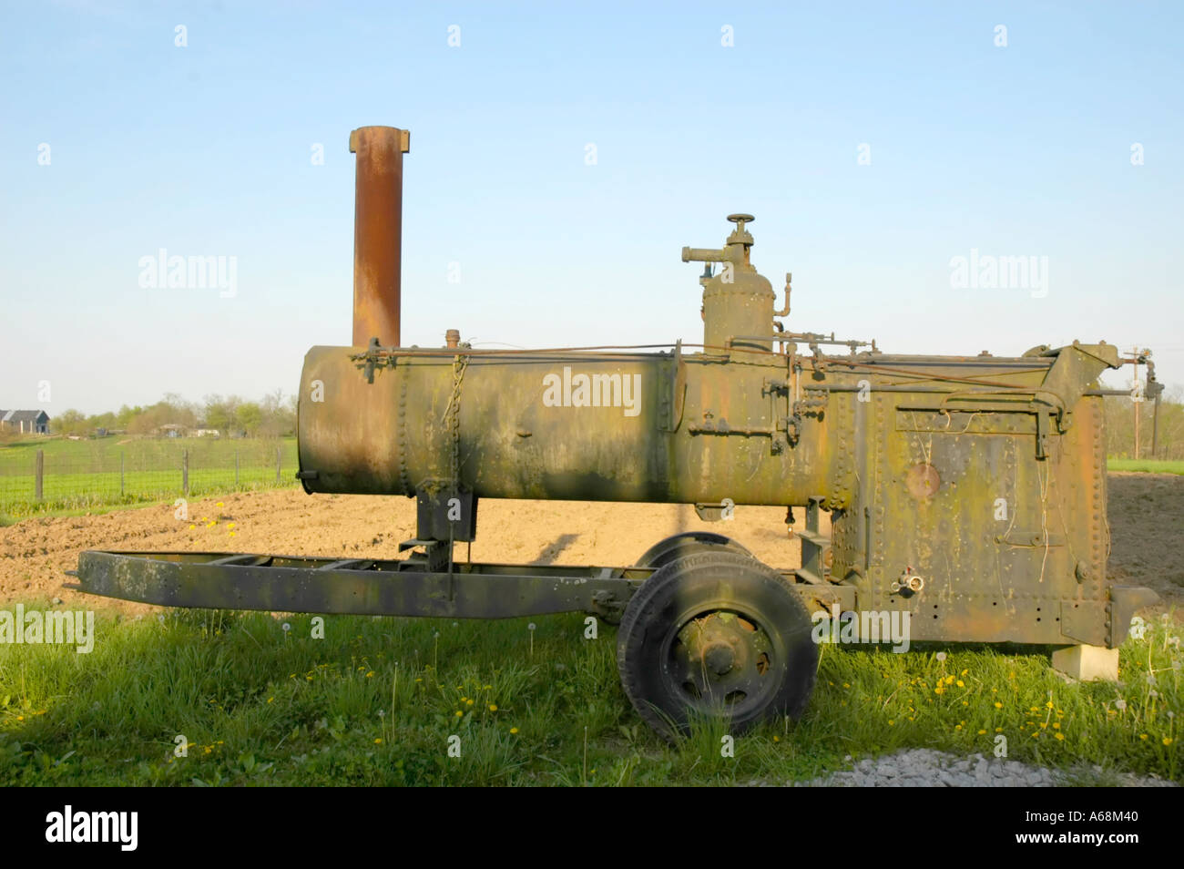 Antique steam boiler used as a farm engine Photographed in the ...