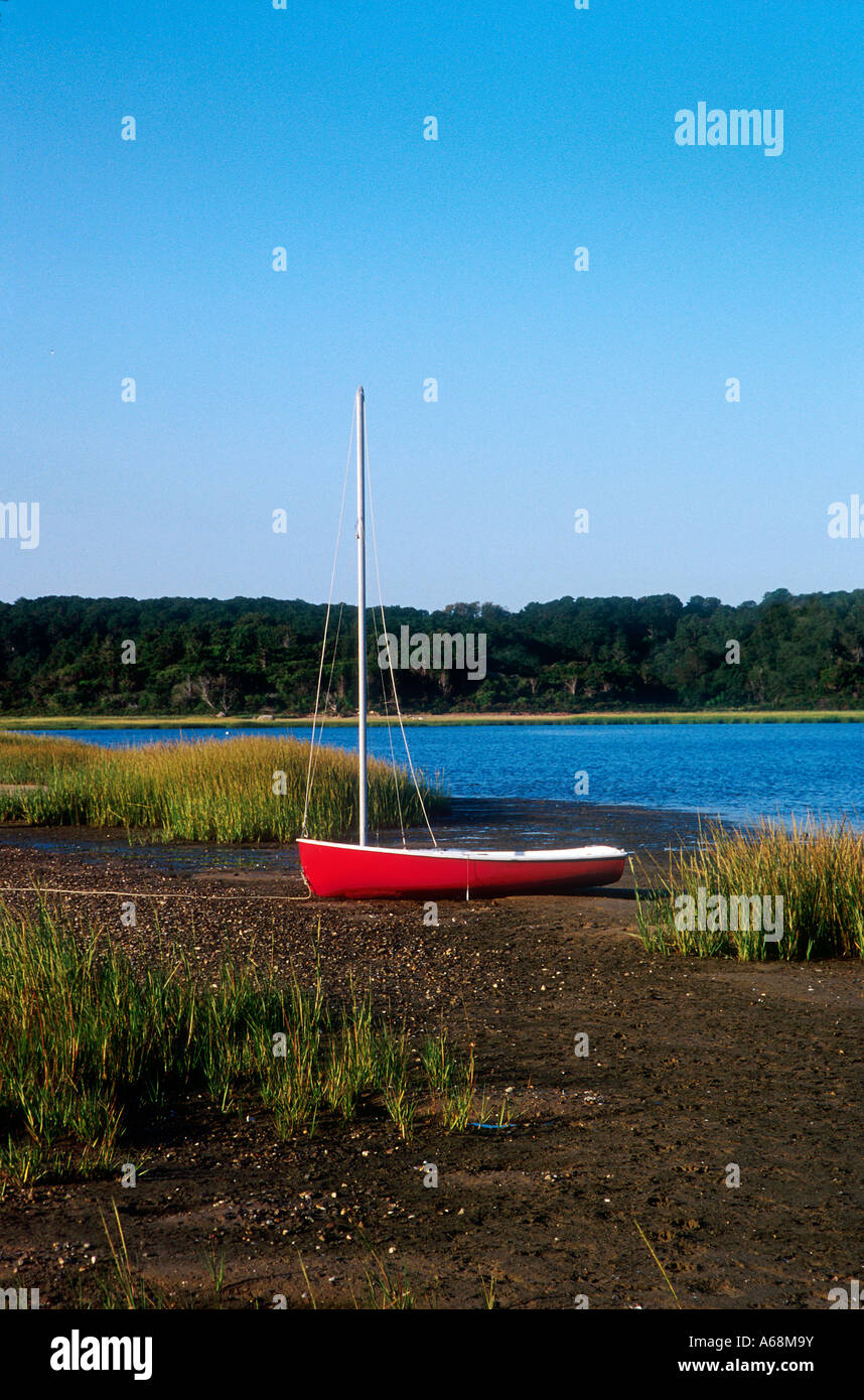 Small sailboat in Nauset Harbor Orleans Cape Cod Stock Photo - Alamy