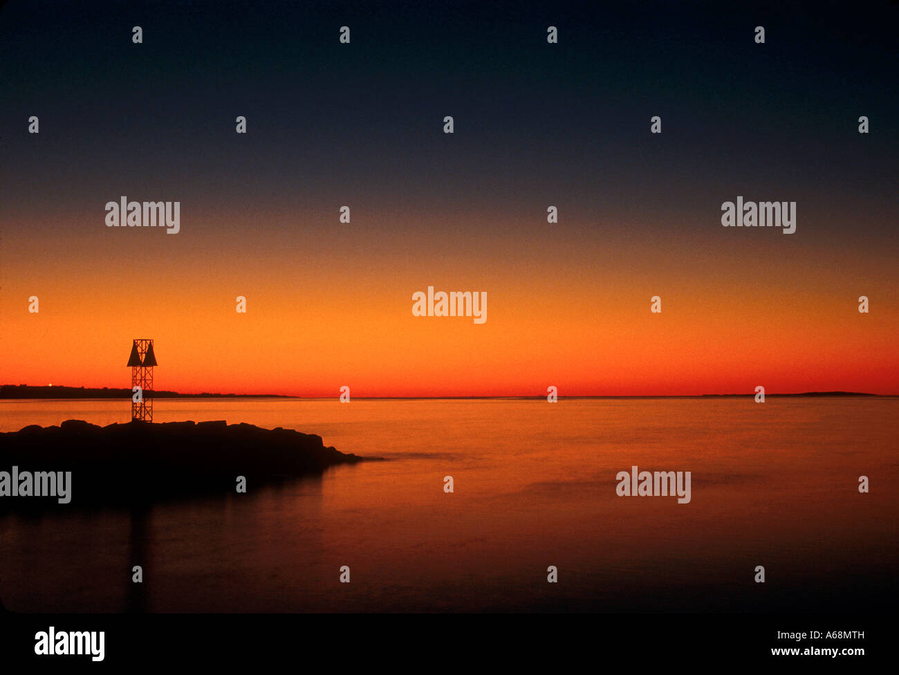 Jetty with warning marker Menemsha Martha s Vineyard Stock Photo - Alamy