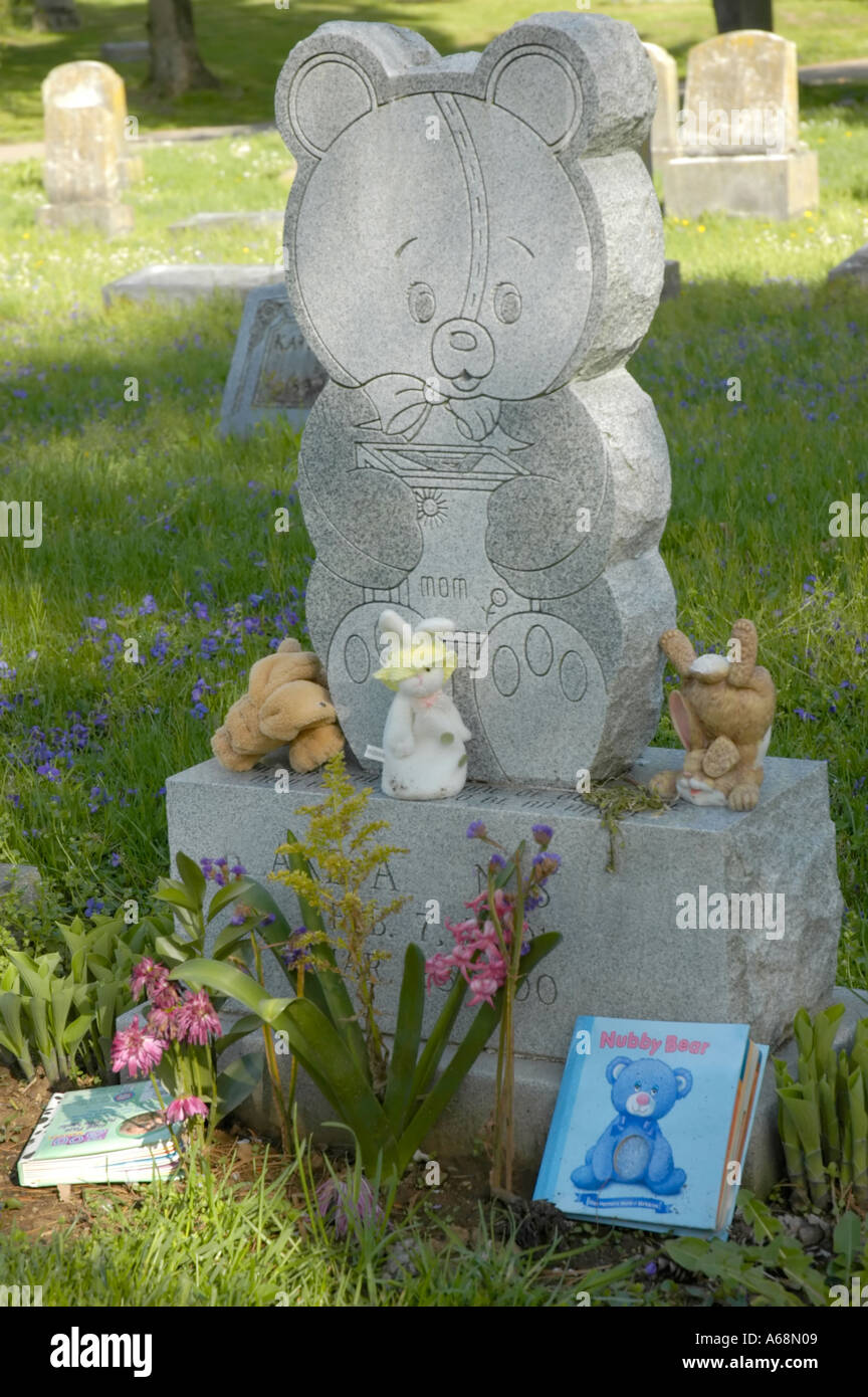 Gravestone and Memorials of Young Child Stock Photo - Alamy