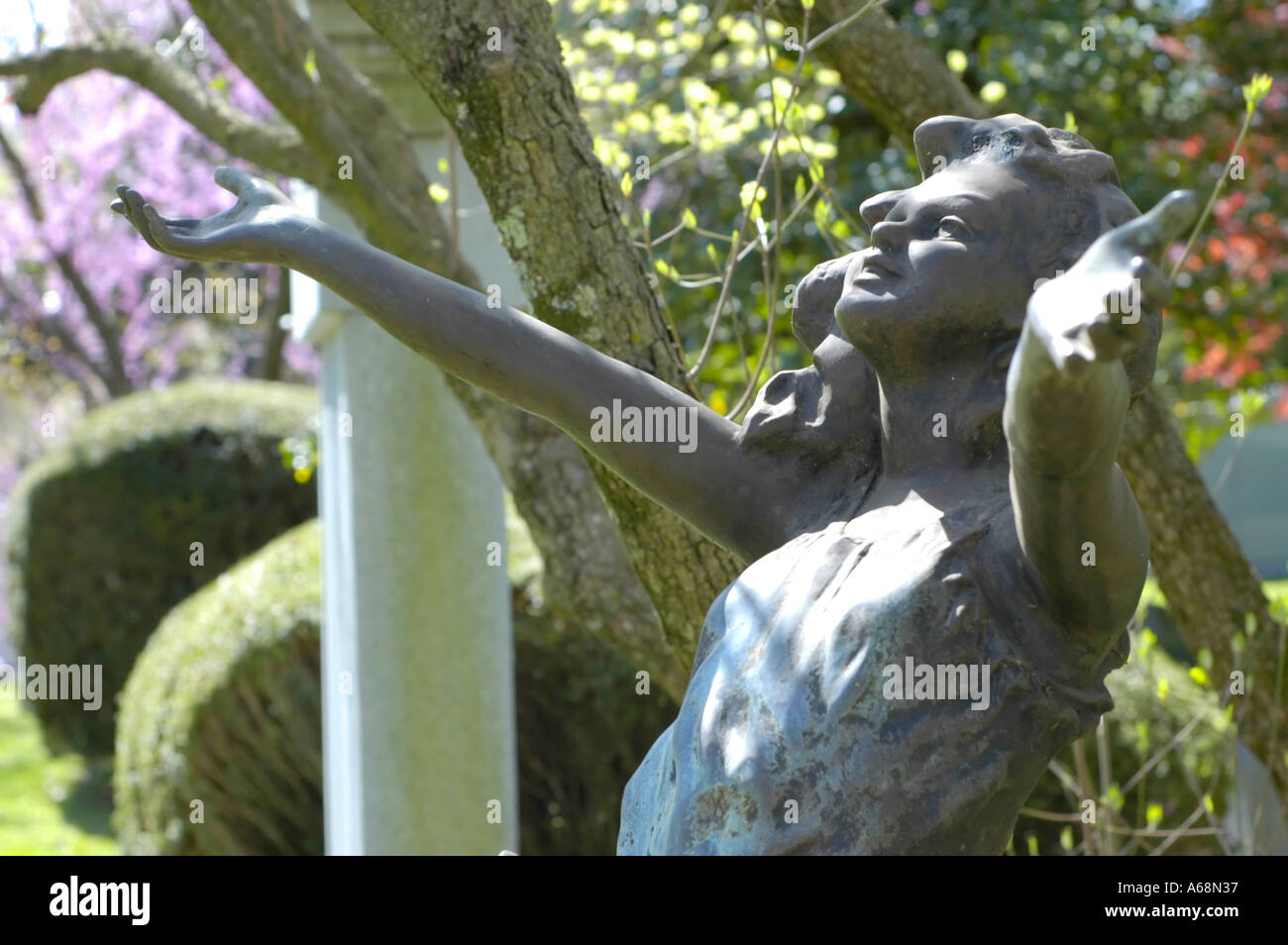 Young Girl With Arms Open to Heaven Stock Photo - Alamy