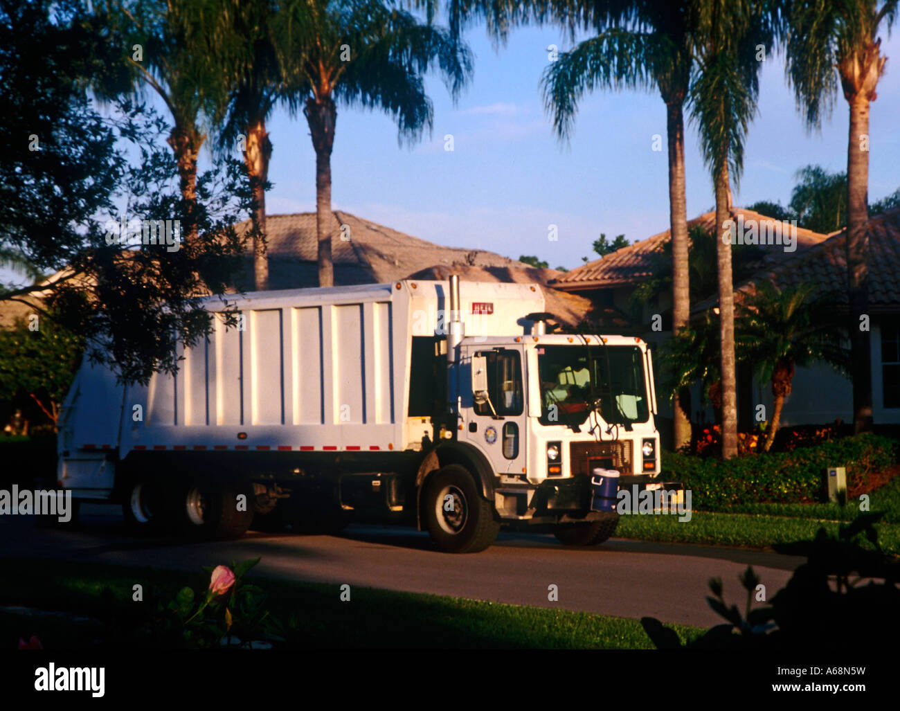 Trash collection truck Stock Photo - Alamy