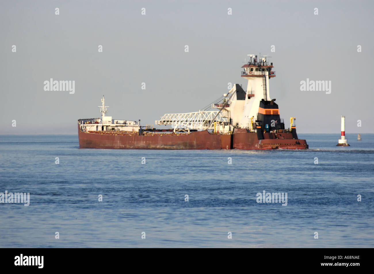 Great Lakes freighter on the Detroit River near Bell Isle and Lake St ...