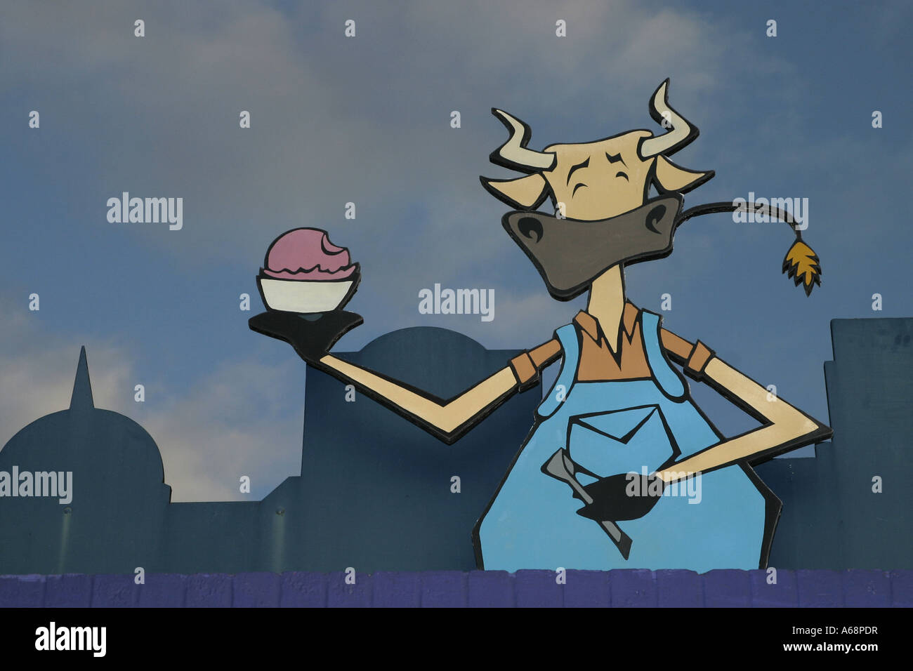 A cartoon character at Amys Ice Cream in Austin, Texas Stock Photo - Alamy