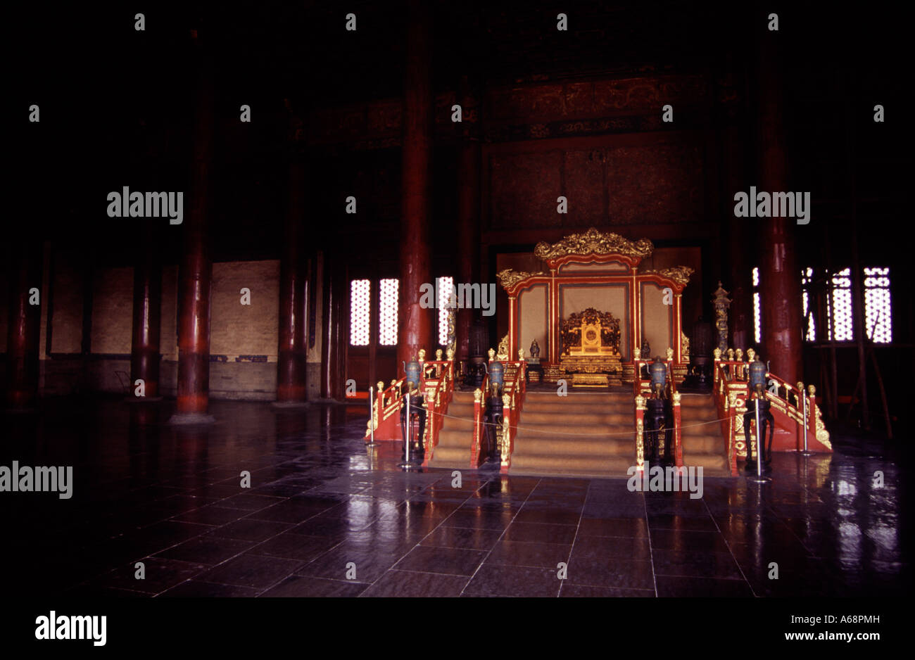Emperor's Throne in the Hall of Preserving Harmony. Forbidden City ...
