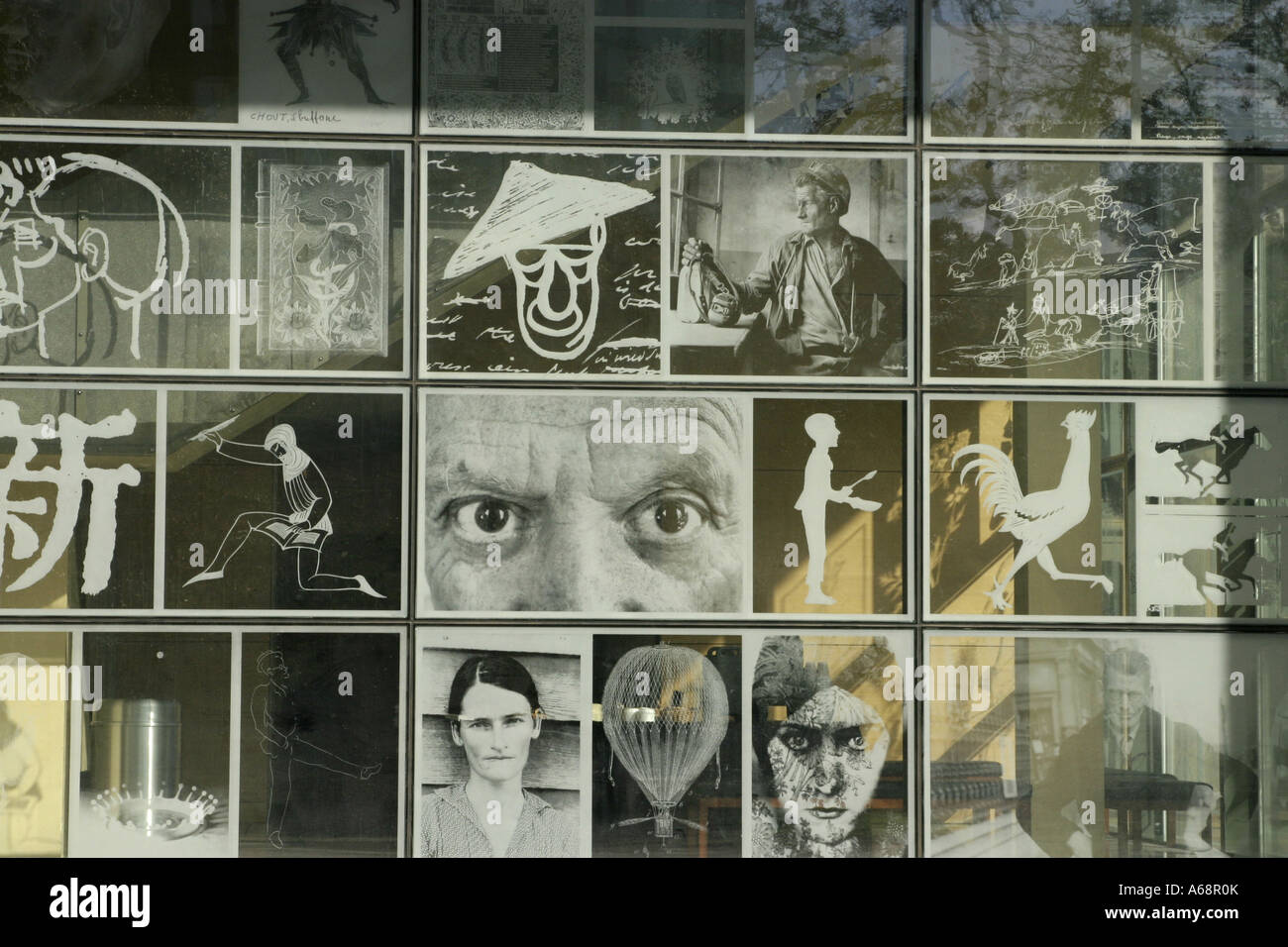 Collage of photos and drawings at the Harry Ransom Center in Austin ...