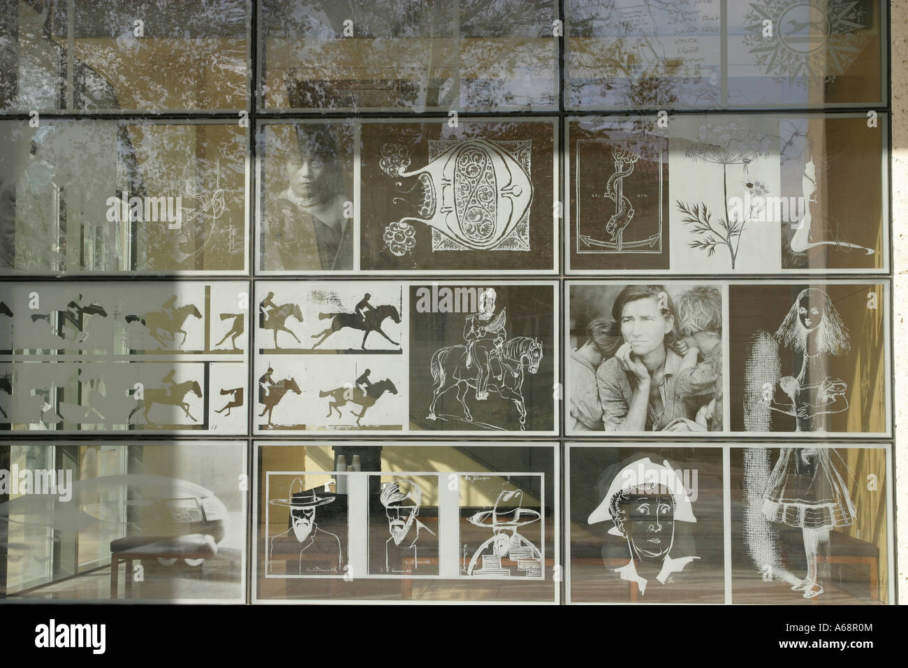 Collage of photos and drawings at the Harry Ransom Center in Austin ...