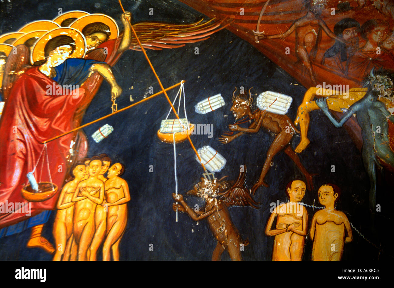 Samos Greece Monastery of the Holy Cross Illustration of Hell Showing ...