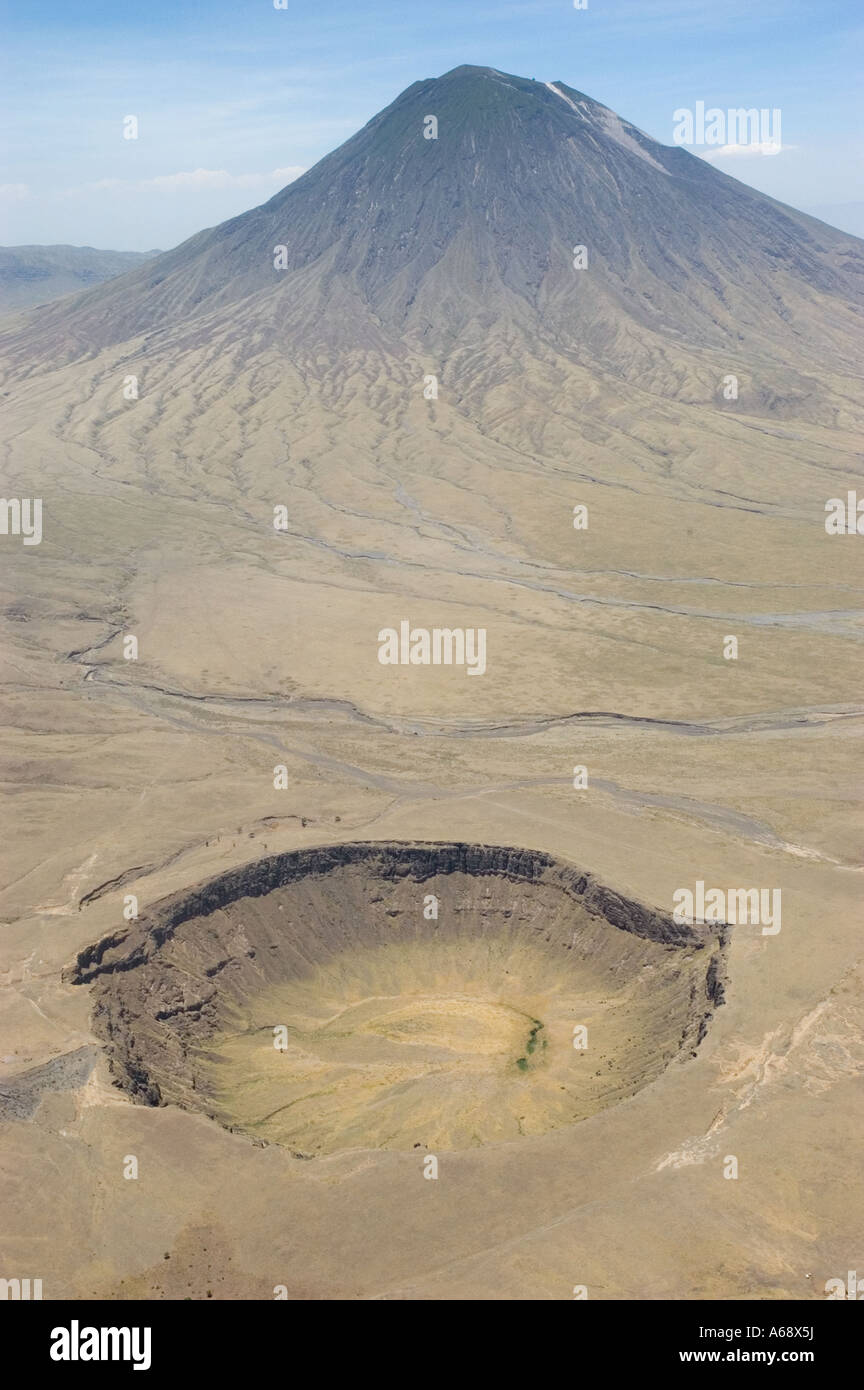 Volcano Ol Doinyo Lengai, caldera of a collapsed parasite crater in the ...