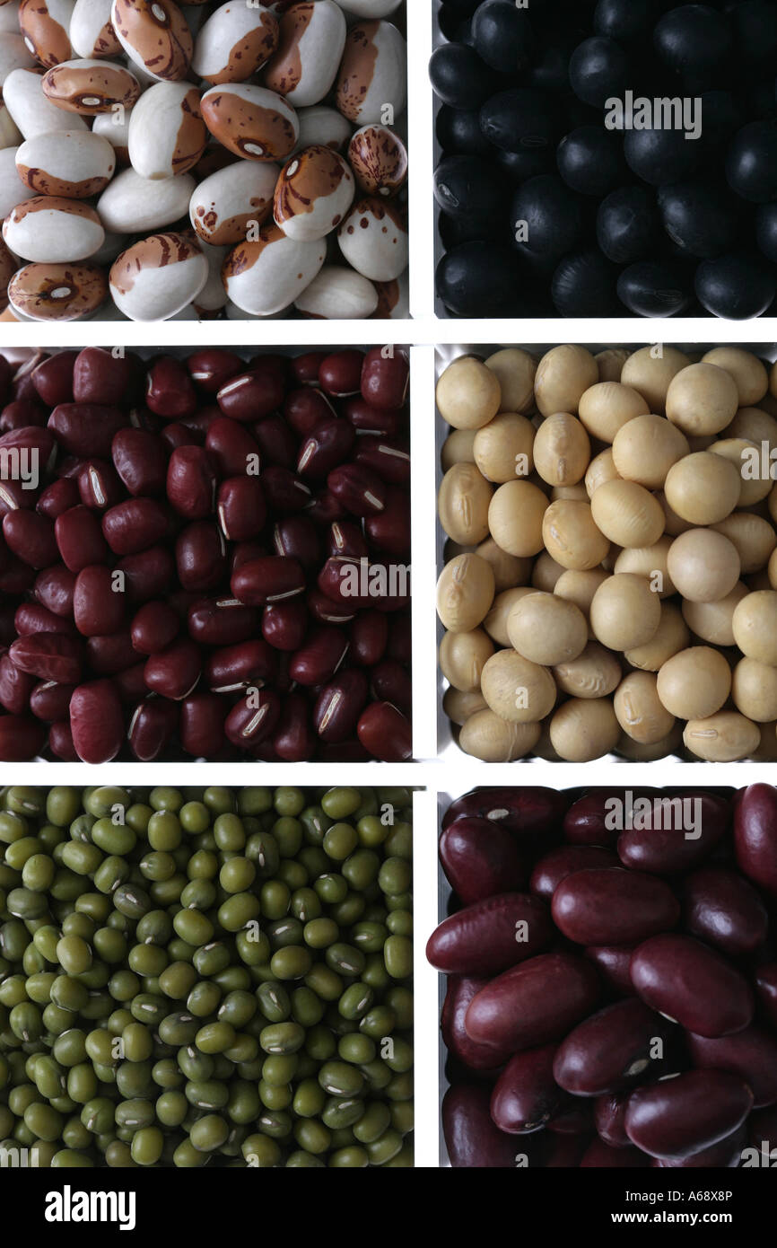 Assortment of beans and nuts top view Stock Photo - Alamy