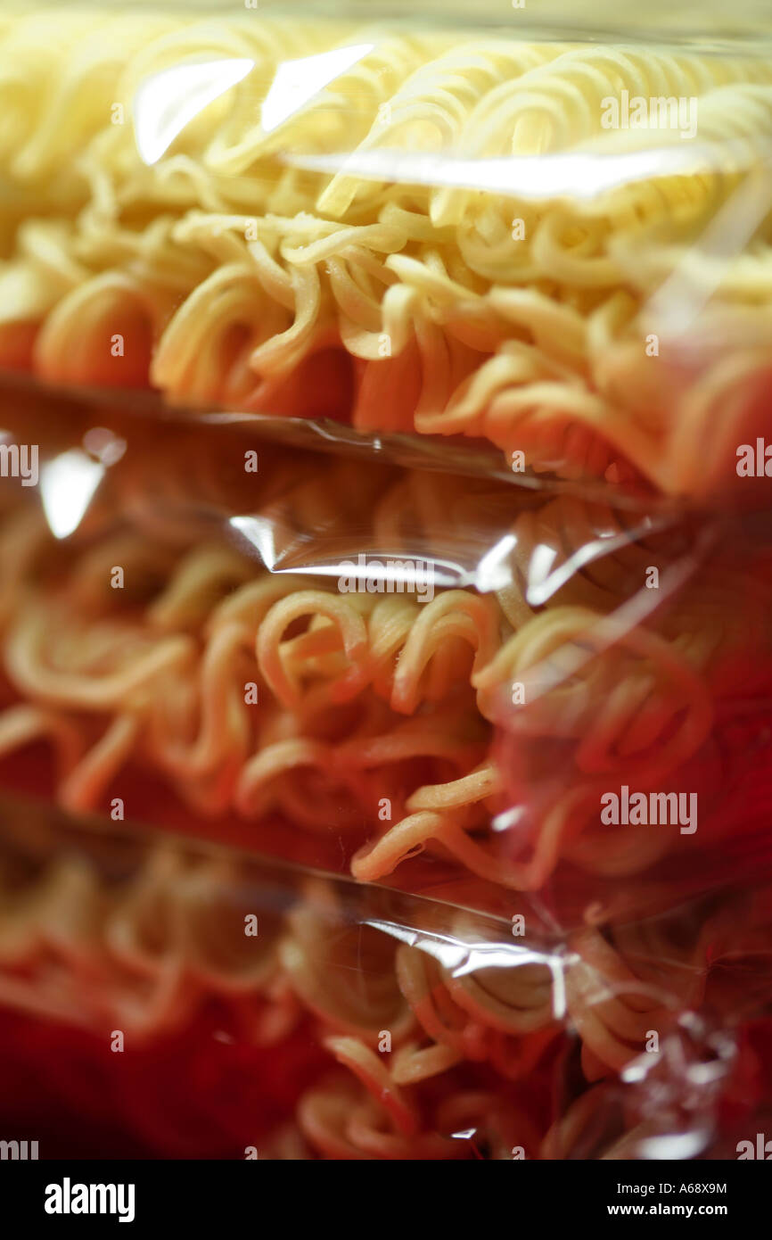 Three packets of noodles close up Stock Photo - Alamy