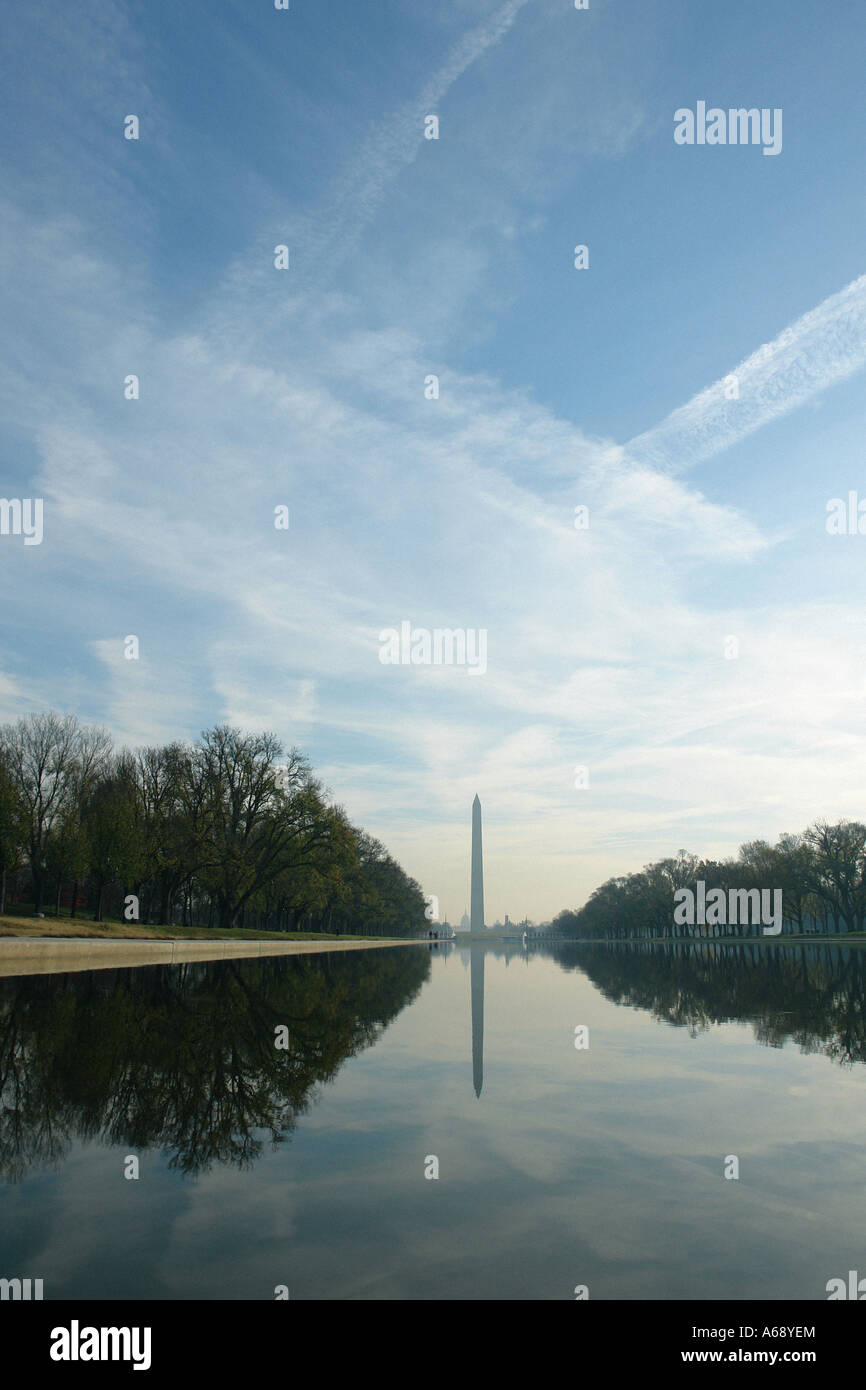 Wide View of The Washington Monument and Its Reflection in the ...