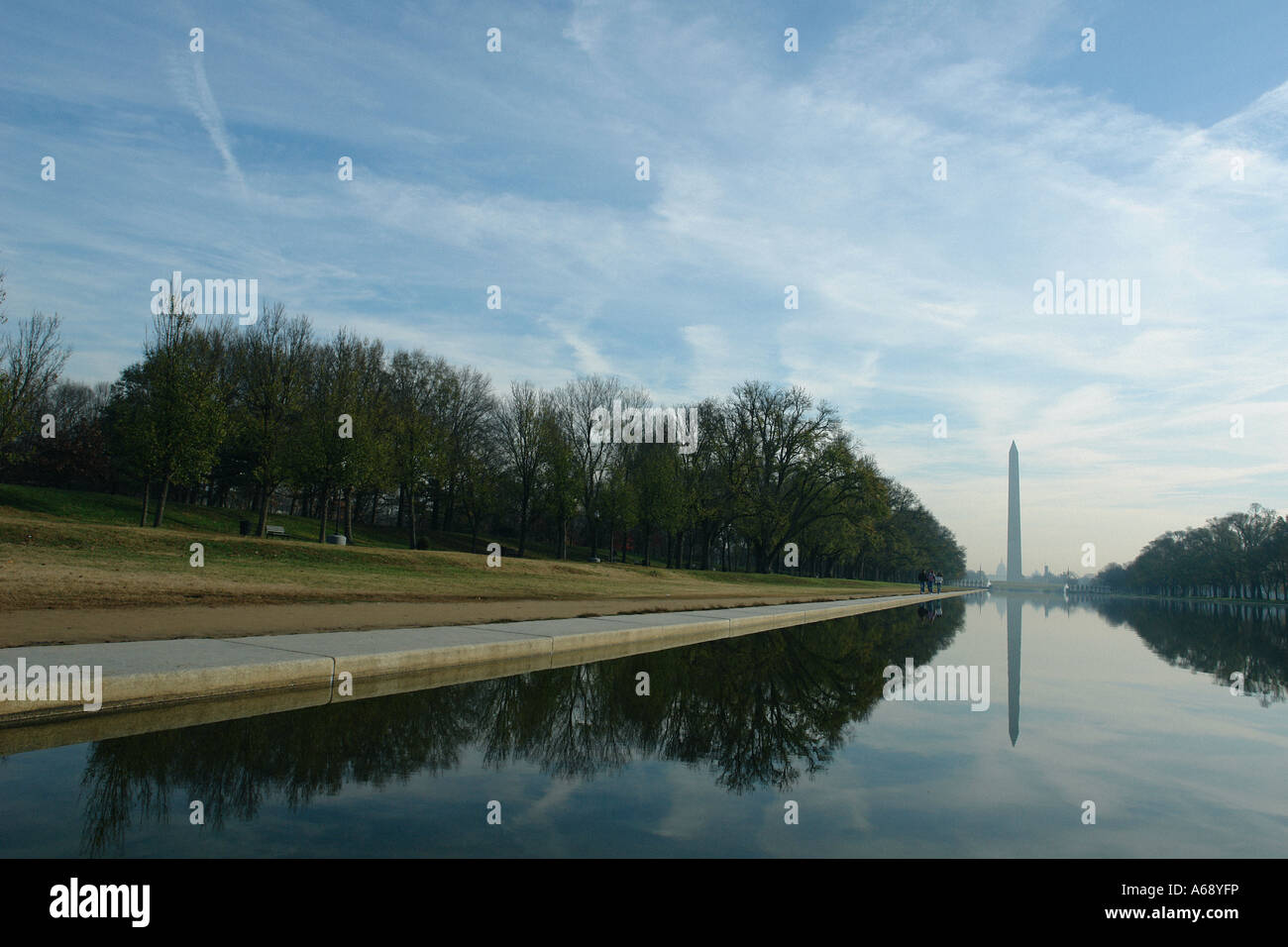 Wide Panoramic View of The Washington Monument and Its Reflection in ...
