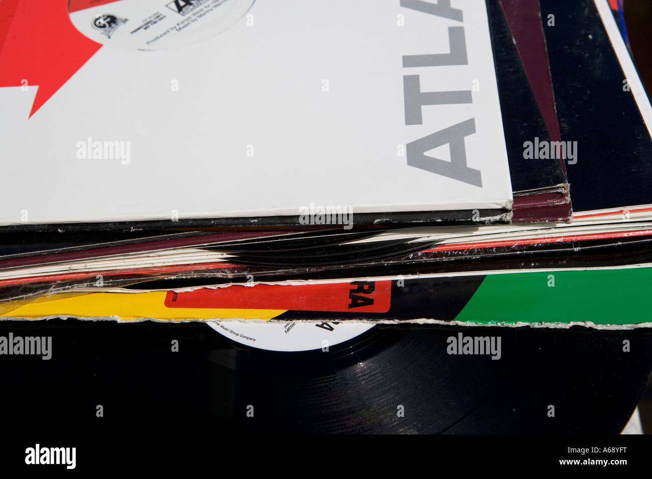 OLD RECORDS, LPS, RECORDS, OBSOLETE, MUSIC, FLEA MARKET, STACKED ...