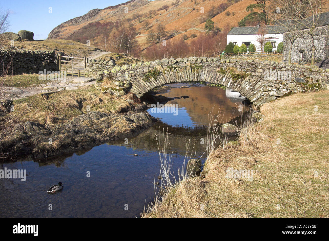 Pack horse bridge over Watendlath Beck, Watendlath Tarn Stock Photo - Alamy