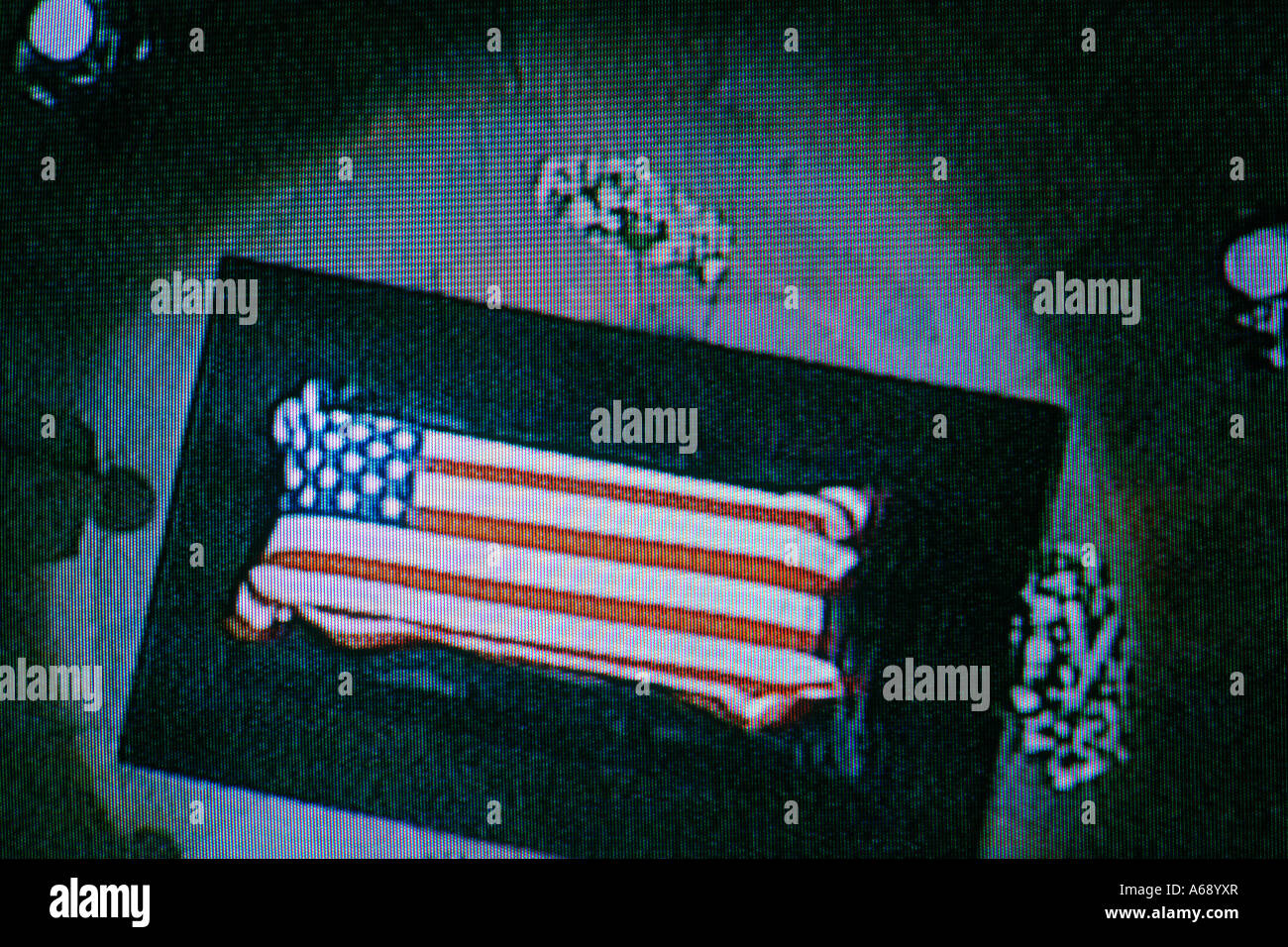 Television Image of President Gerald Ford's Casket with USA Flag Lying ...