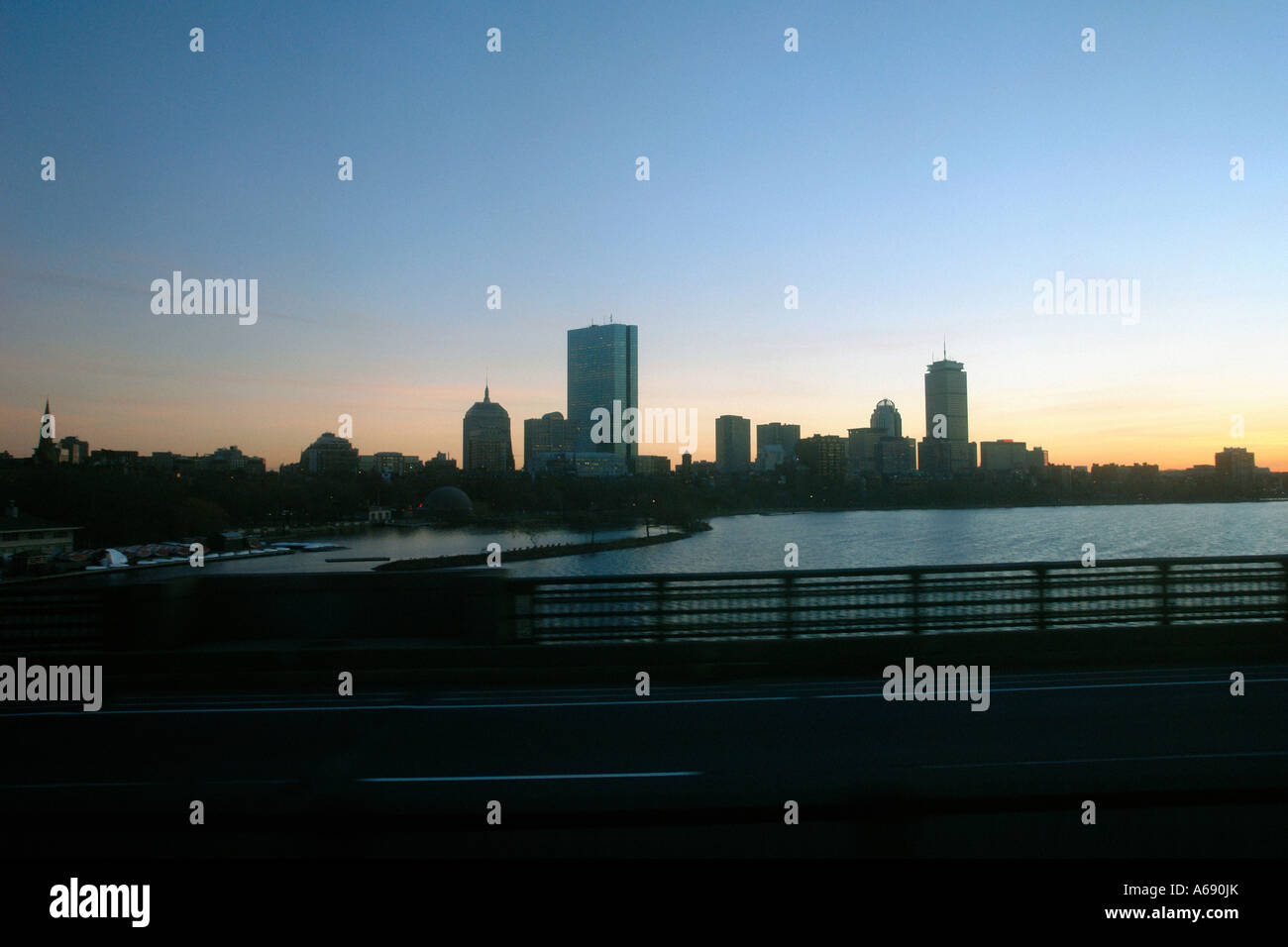Urban Scene Of The Boston Massachusetts USA Skyline at Sunset Stock ...