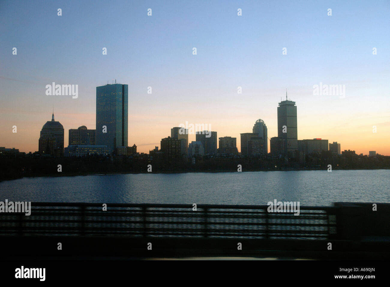 Urban Scene Of The Boston Massachusetts USA Skyline at Sunset Stock ...