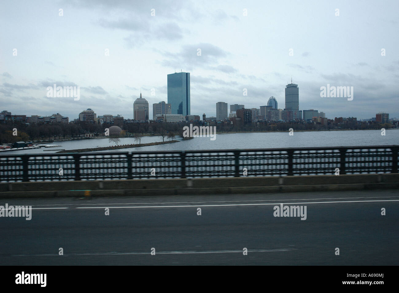 Urban Scene Of The Boston Massachusetts USA Skyline on an Overcast Day ...