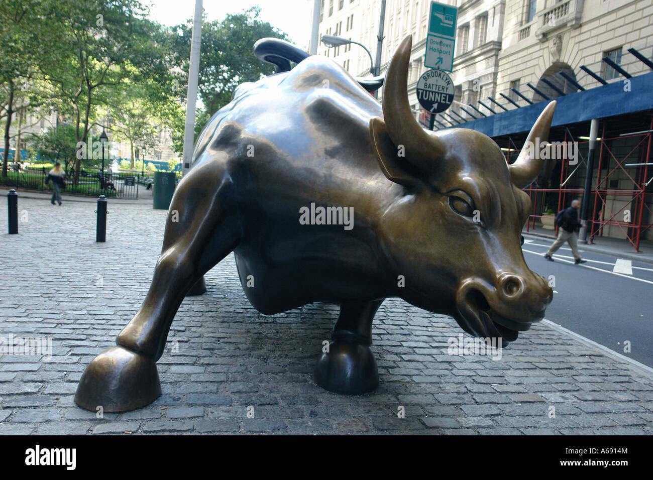 Bull Statue in the Wall Street Financial Disrict of New York City Stock ...