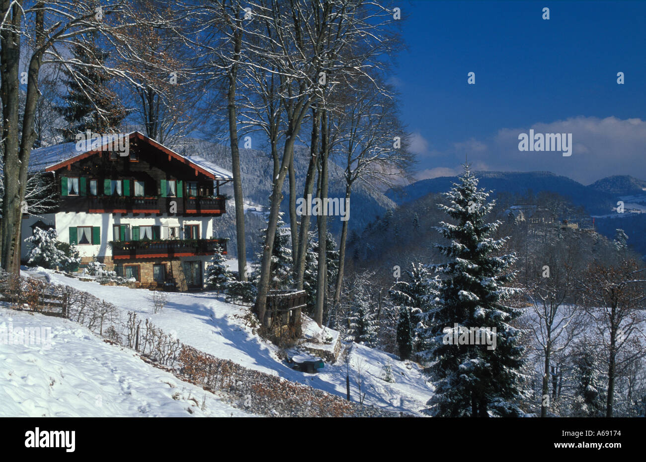 Alpine hut in winter Berchtesgaden Bavaria Germany Stock Photo - Alamy