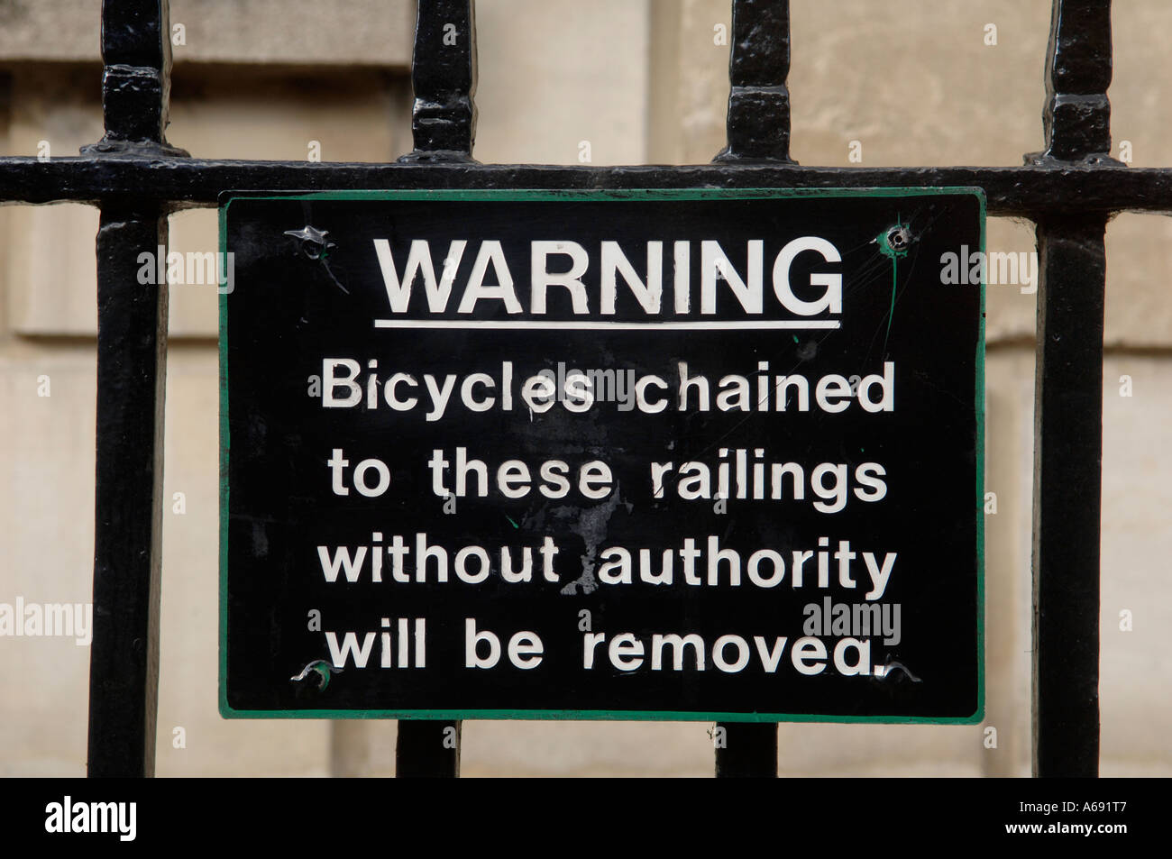 Warning sign bicycles will removed hi-res stock photography and images ...