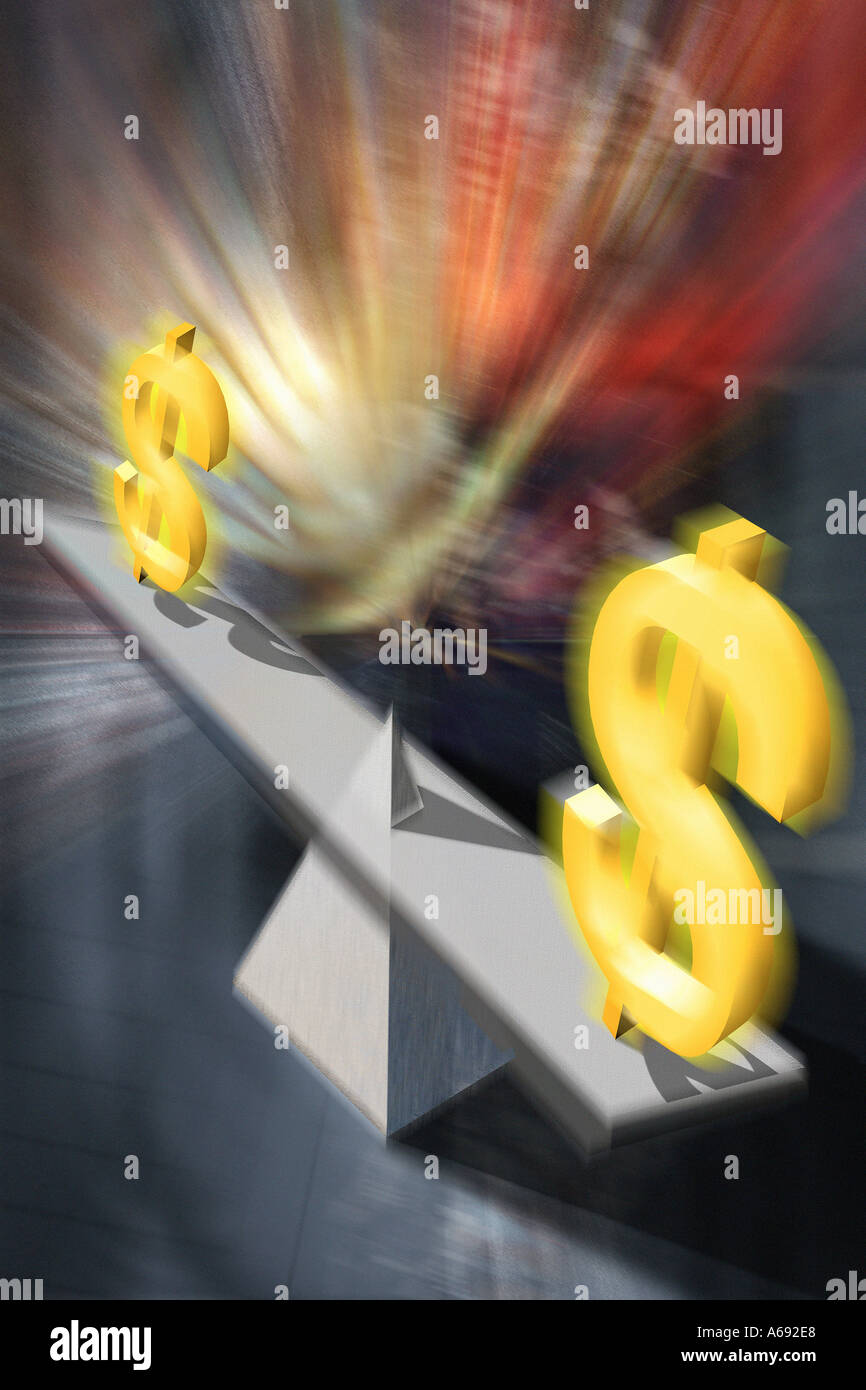 Dollar Signs on the Balance Beam Stock Photo - Alamy