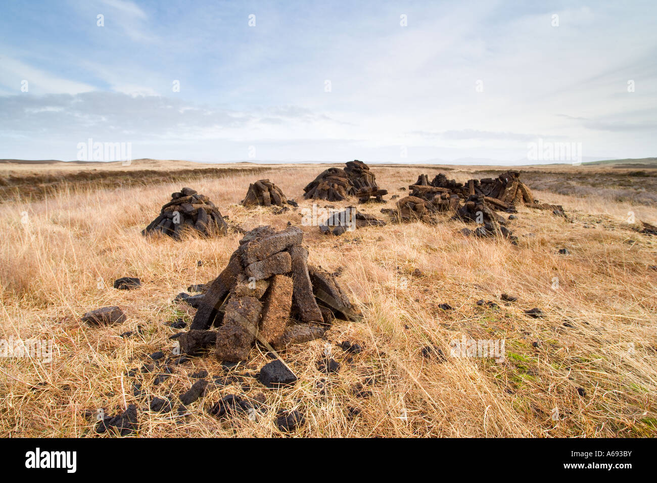 Stacked peat in bog Stock Photo - Alamy